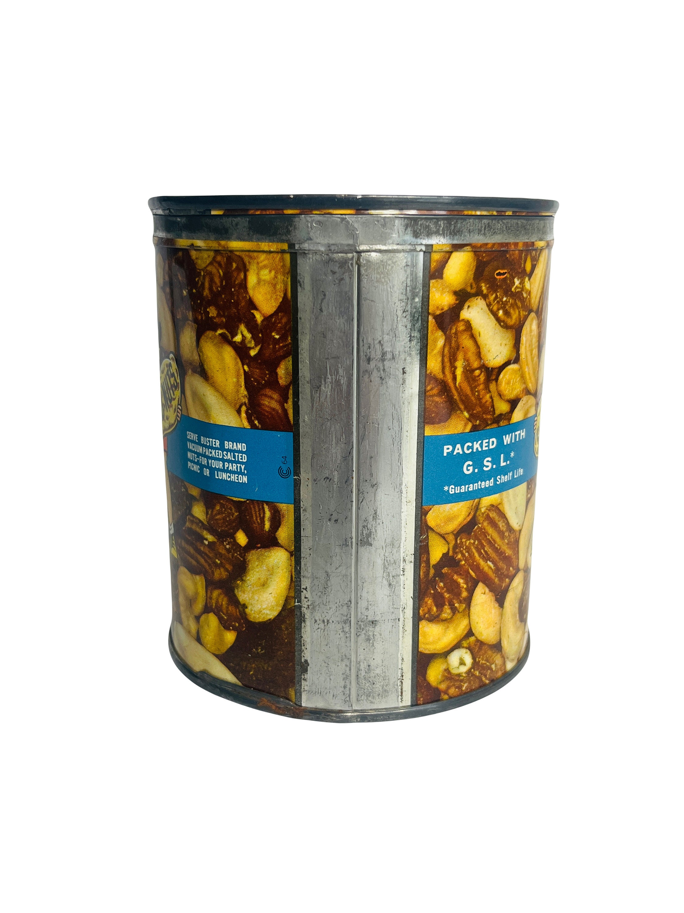 1950s buster Brand Mixed Salted Nuts Tin empty Vintage Advertising ...