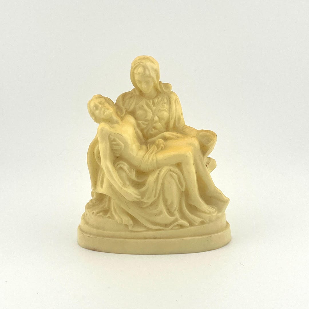 Vintage Pietà Statue | Miniature Religious Figurine in Ivory Plastic ...