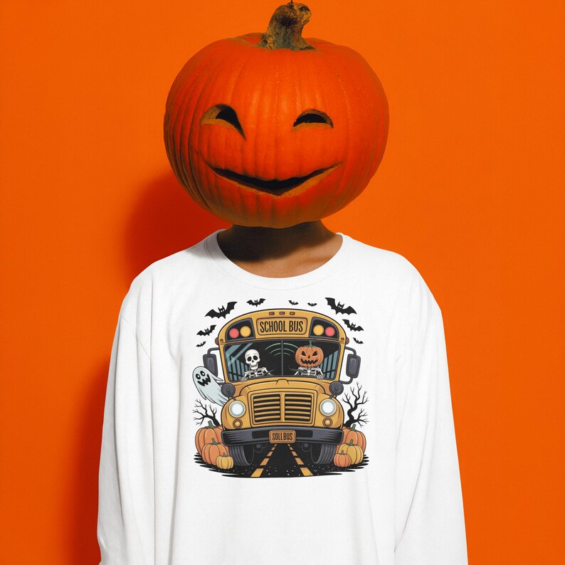 Halloween Bus Driver PNG, Spooky School Bus Clipart, Pumpkin Head Bus ...