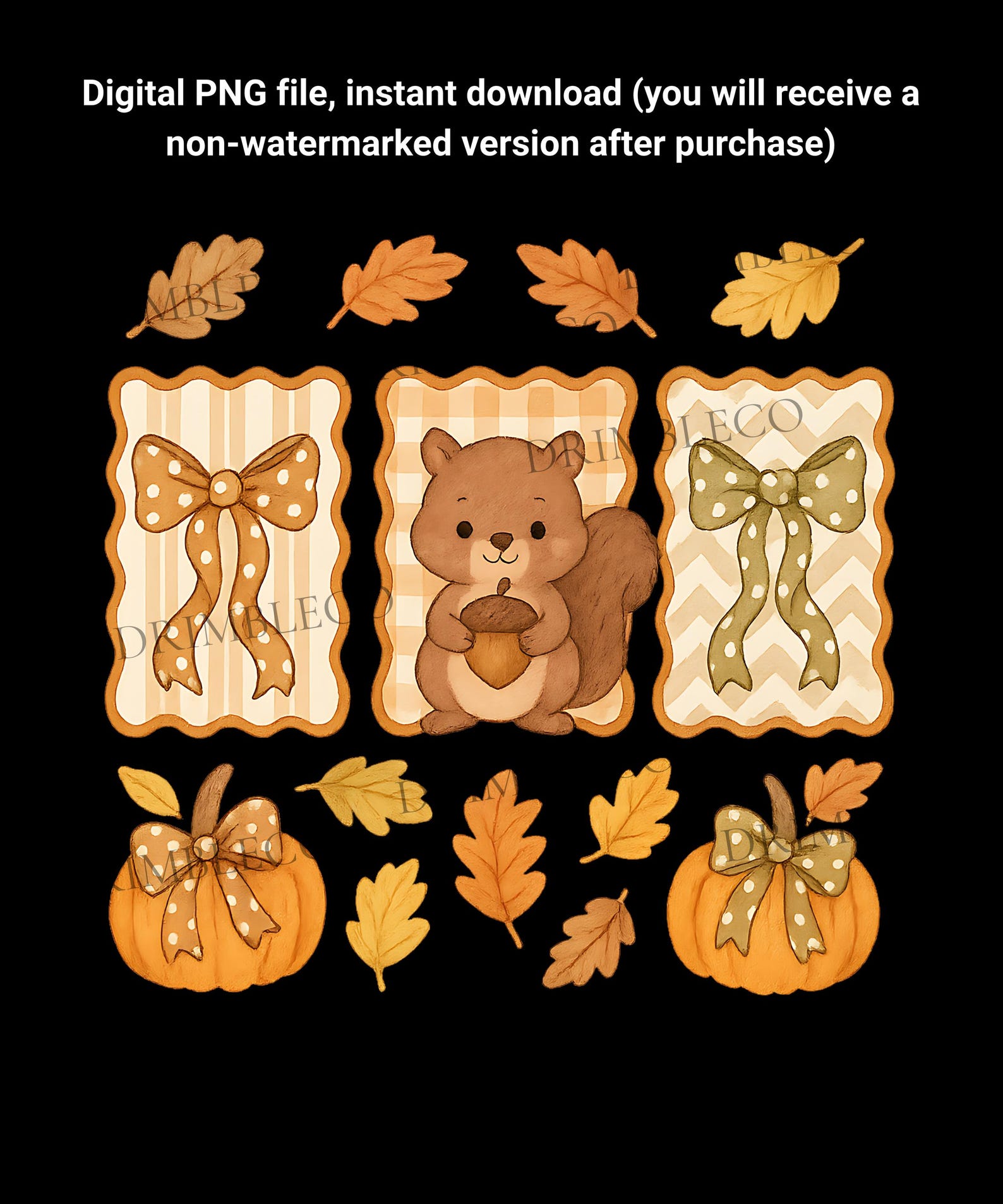 Fall Squirrel PNG, Autumn Clipart Digital Download, Thanksgiving ...