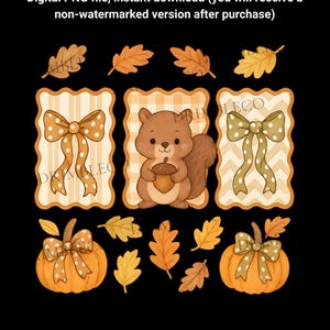 Fall Squirrel PNG, Autumn Clipart Digital Download, Thanksgiving ...