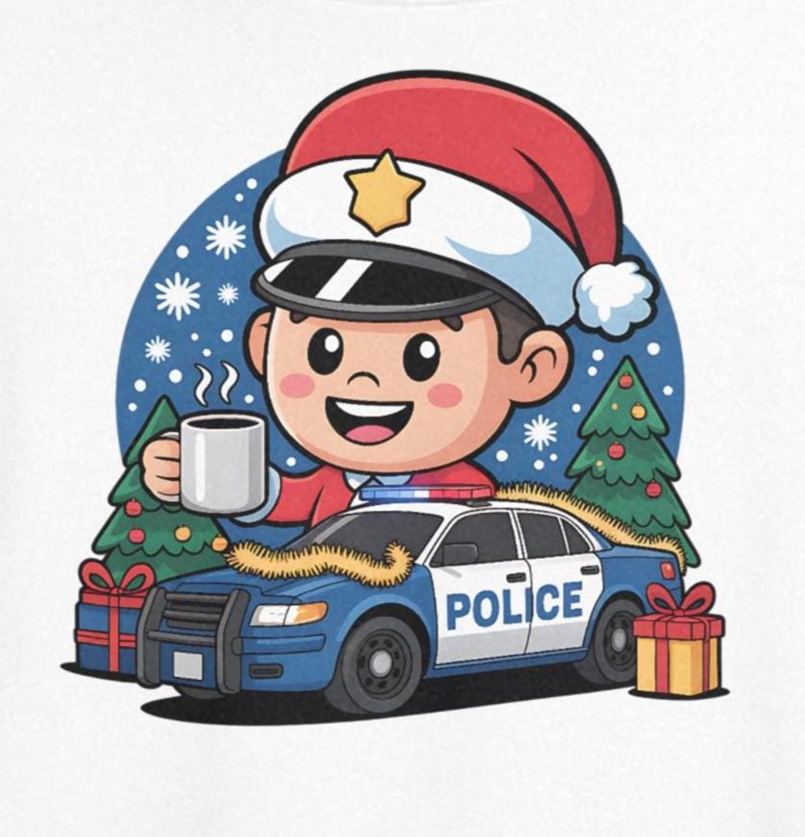 Cute Policeman With Santa Hat PNG, Police Christmas Clipart, Funny ...