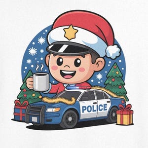 Cute Policeman With Santa Hat PNG, Police Christmas Clipart, Funny ...