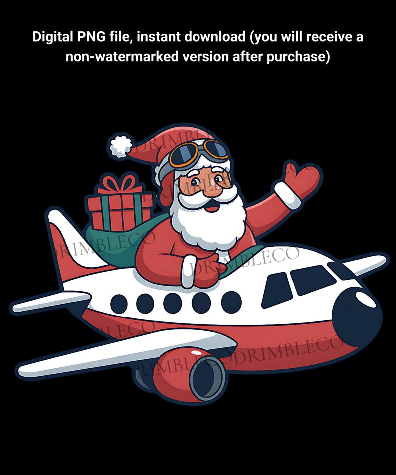 Christmas Pilot PNG, Santa Pilot Clipart, Funny Airplane Christmas ...