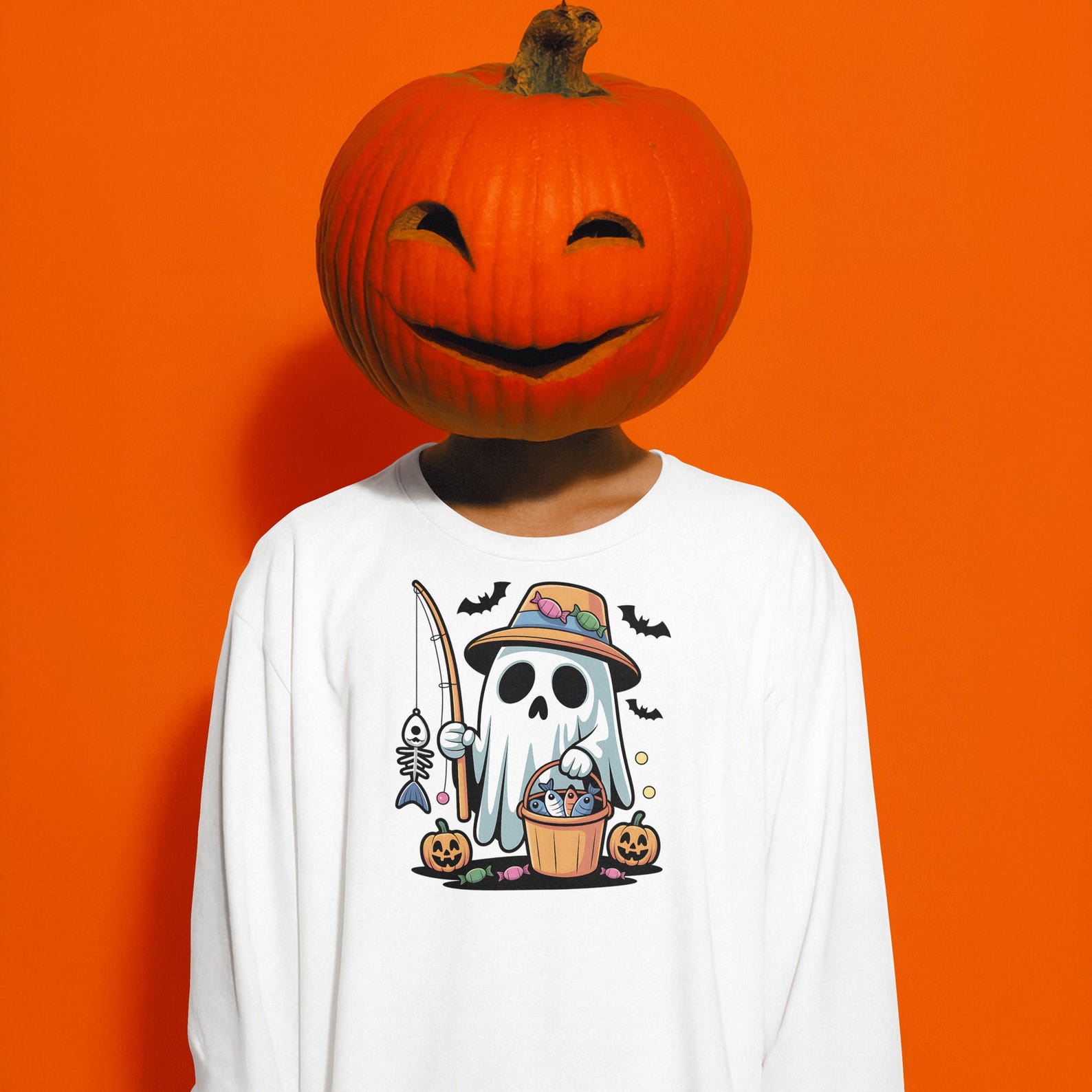 Halloween Fisherman PNG, Spooky Ghost Fisherman Clipart, Skeleton Fish ...