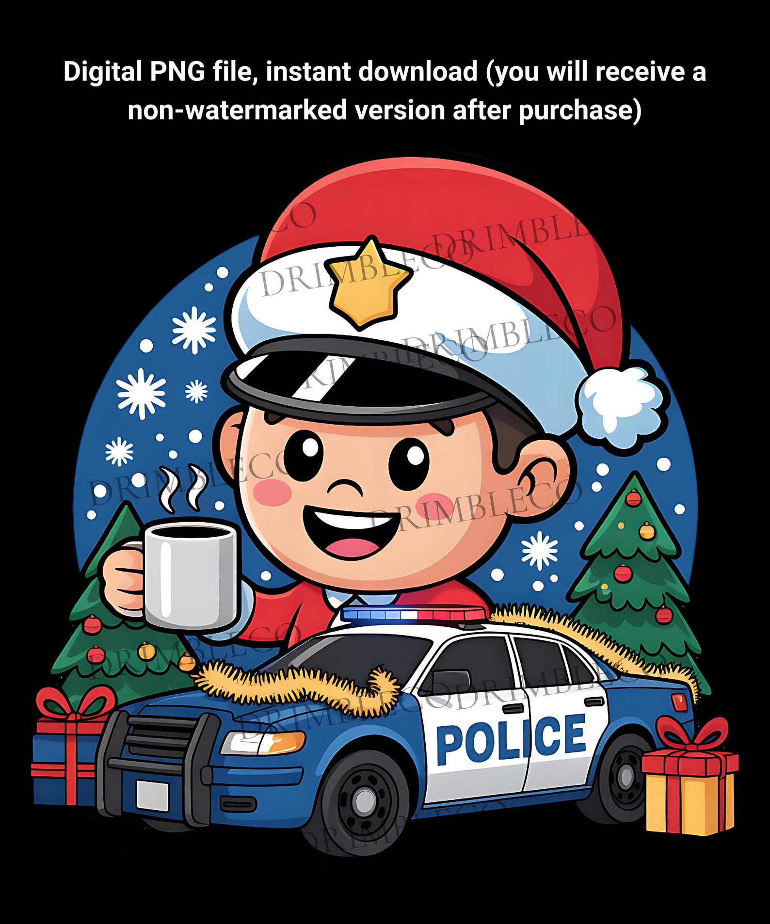 Cute Policeman With Santa Hat PNG, Police Christmas Clipart, Funny ...