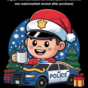 Cute Policeman With Santa Hat PNG, Police Christmas Clipart, Funny ...