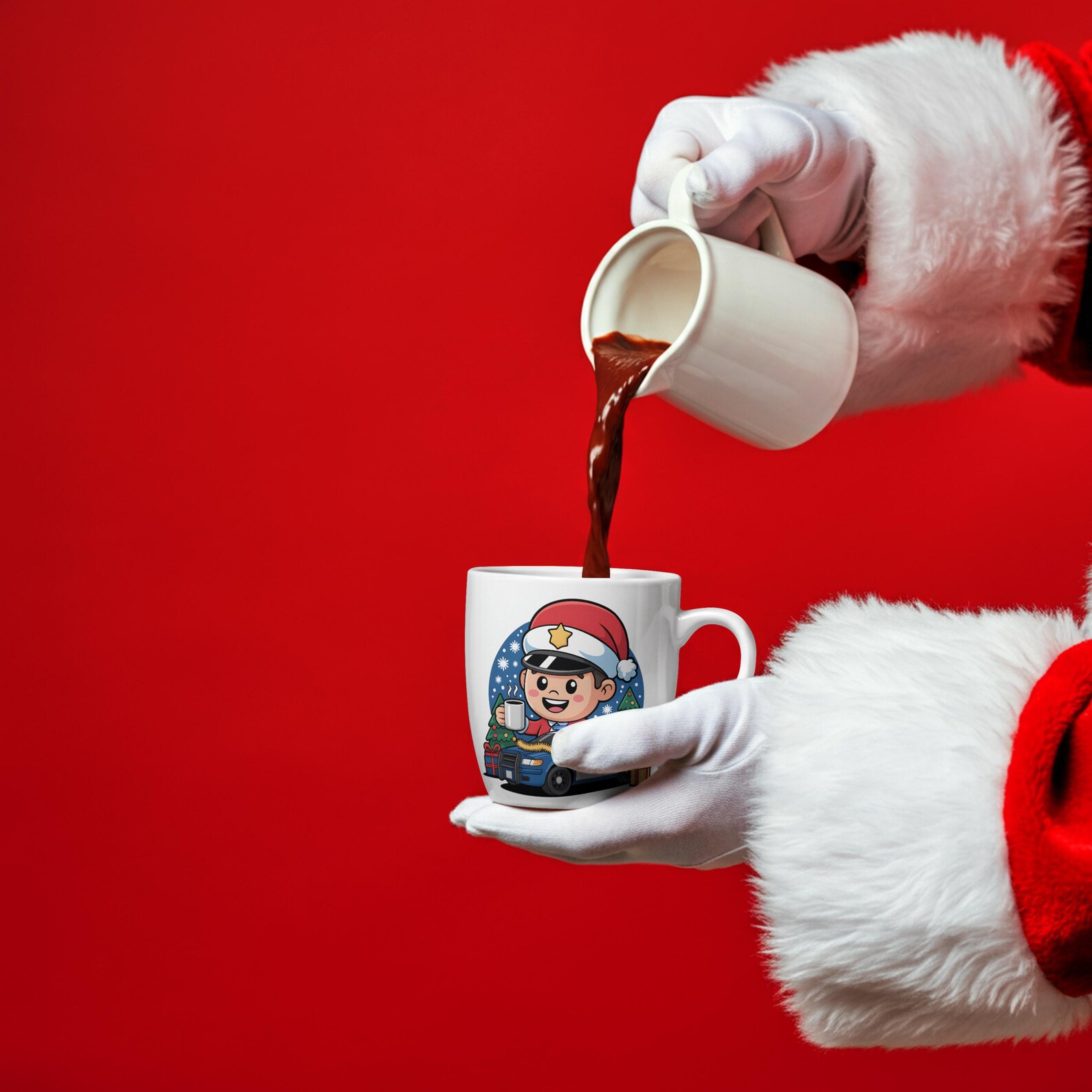 Cute Policeman With Santa Hat PNG, Police Christmas Clipart, Funny ...