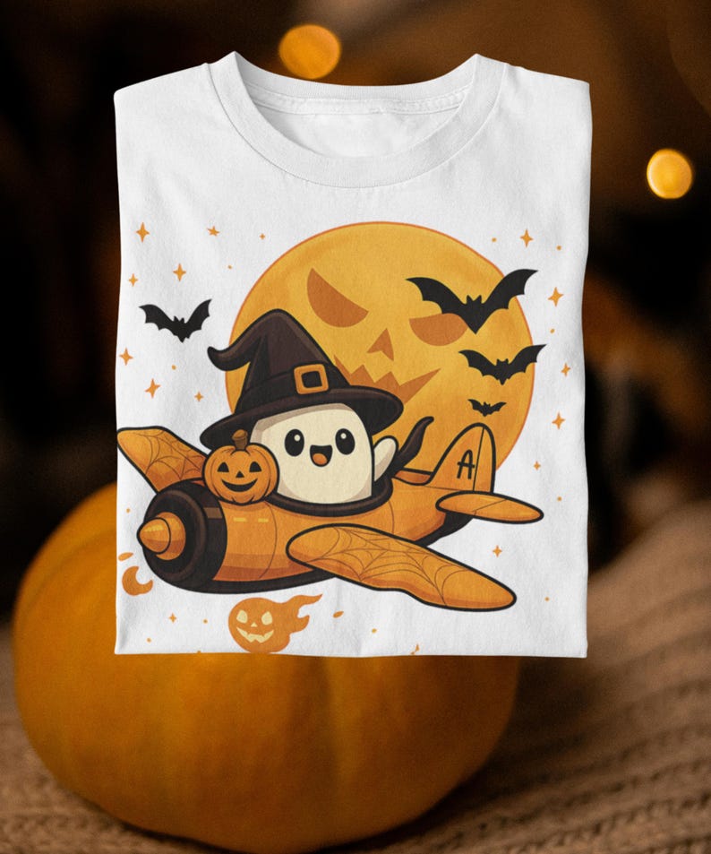 Halloween Jet PNG, Cute Ghost Clipart, Spooky Airplane Art, Witch ...
