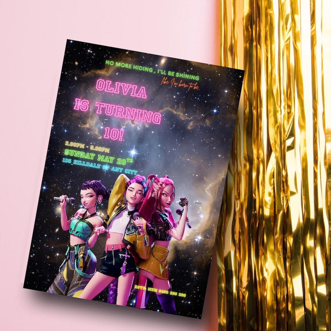 KPOP Demon Hunter Birthday Invitation | Editable Canva Template| Kpop ...