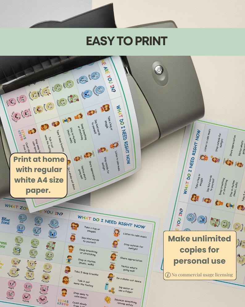 Feelings Zones + Coping Skills Poster for Kids | Emotional Regulation ...
