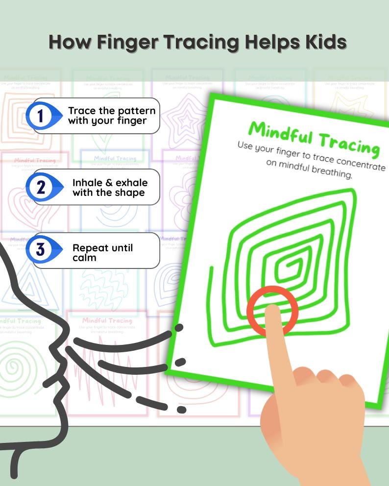 Finger Tracing Breathing Flashcards | 20 Printable Designs ...