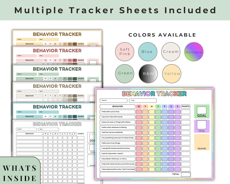Printable Behavior Tracker for Kids | Behavior Reward Chart | Positive ...