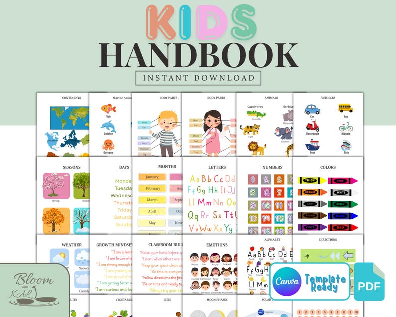 Printable Kids Handbook | Fun Learning Guide With Alphabet, Numbers ...