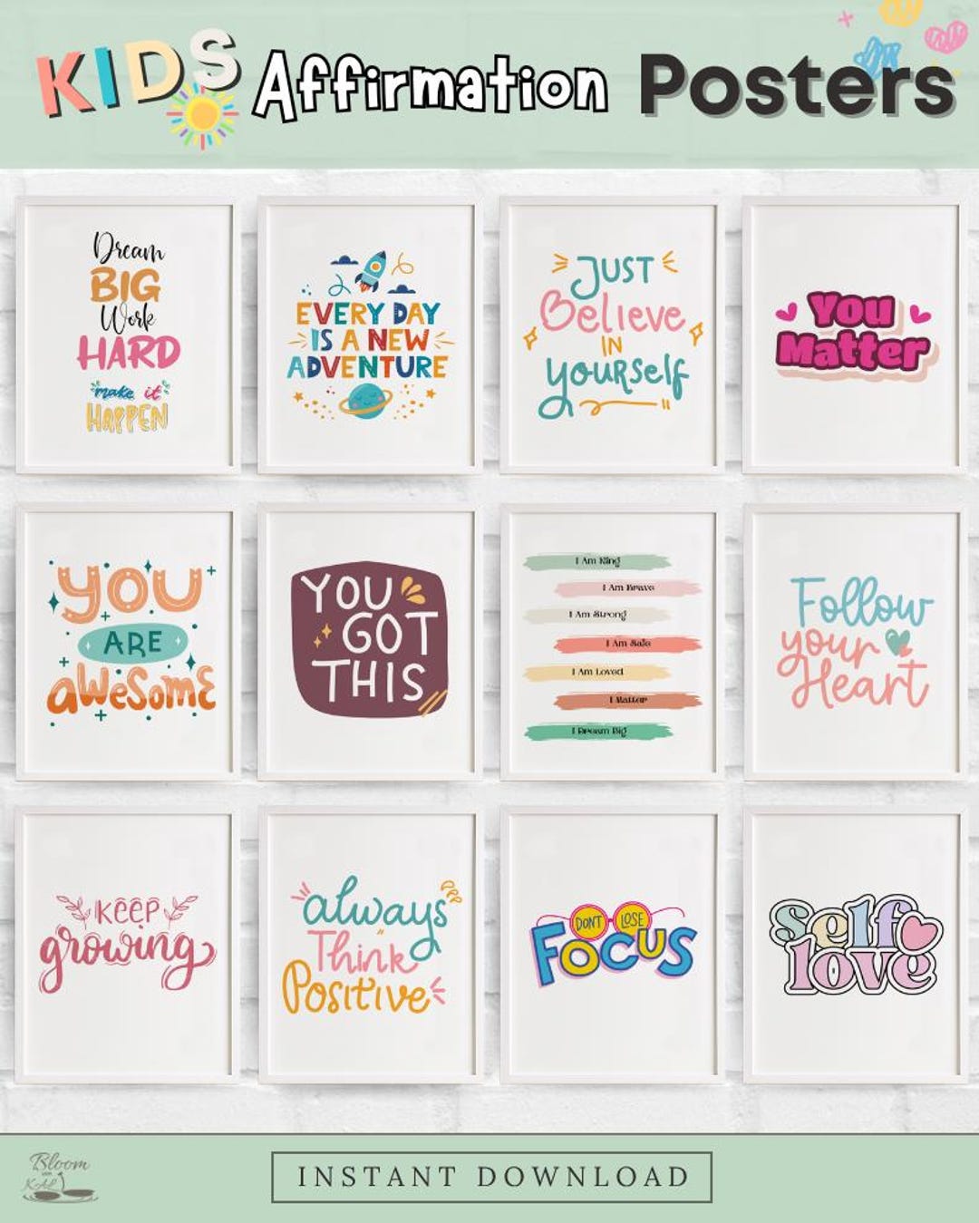 Kids Affirmation Poster | Classroom Affirmation Decor Set | Calming ...