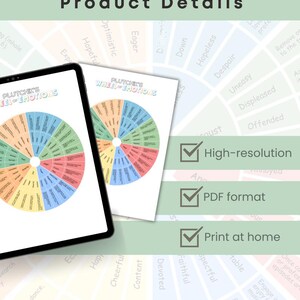 Emotions Wheel Printable | Feelings Chart | Therapy Counseling Tool | Emotional Awareness PDF ...