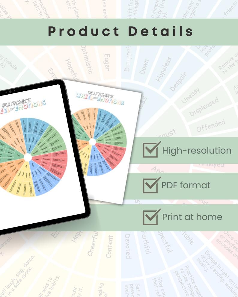Emotions Wheel Printable | Feelings Chart | Therapy Counseling Tool ...