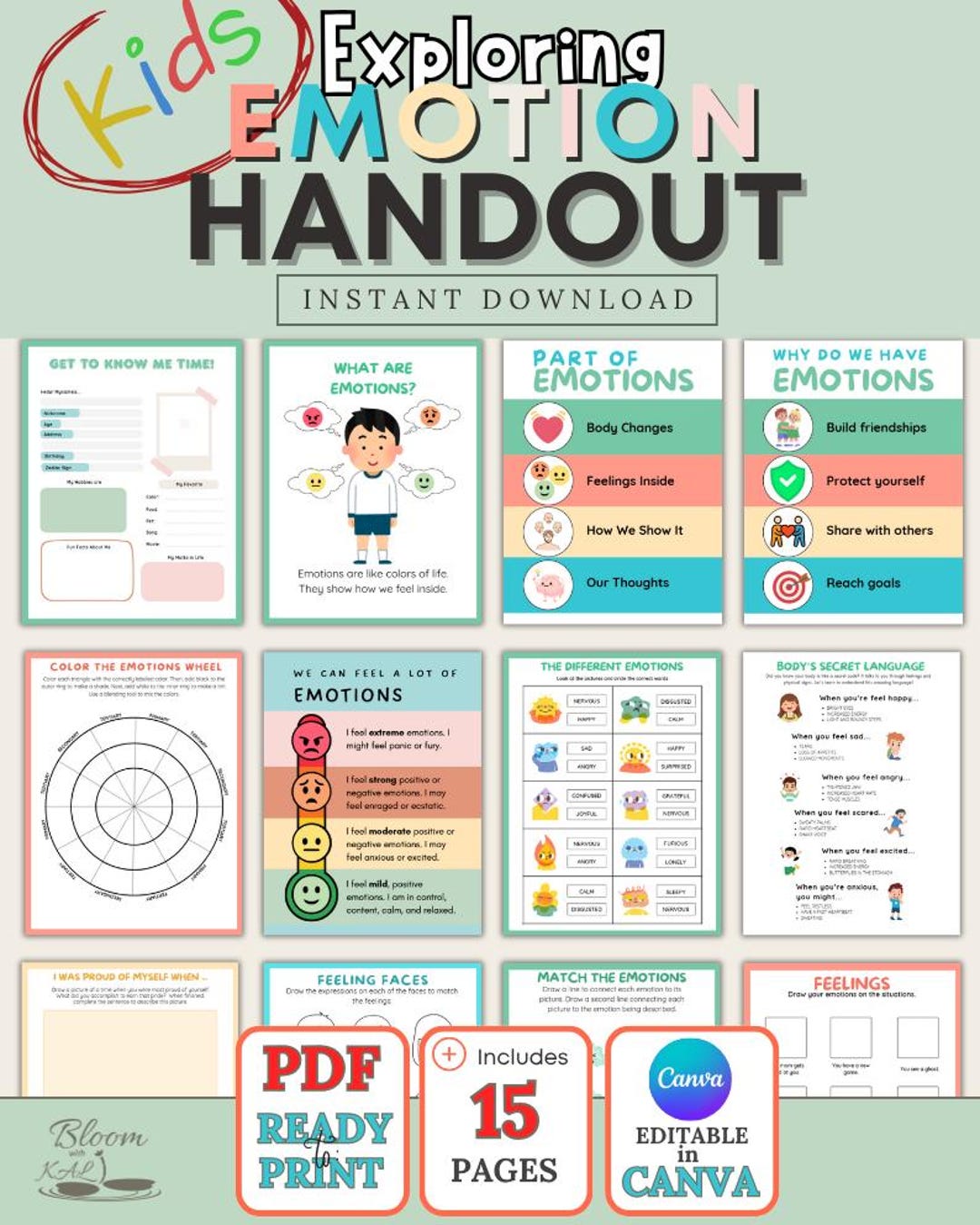 Coping Skills Workbook for Kids | Kids Exploring Emotions Handout ...