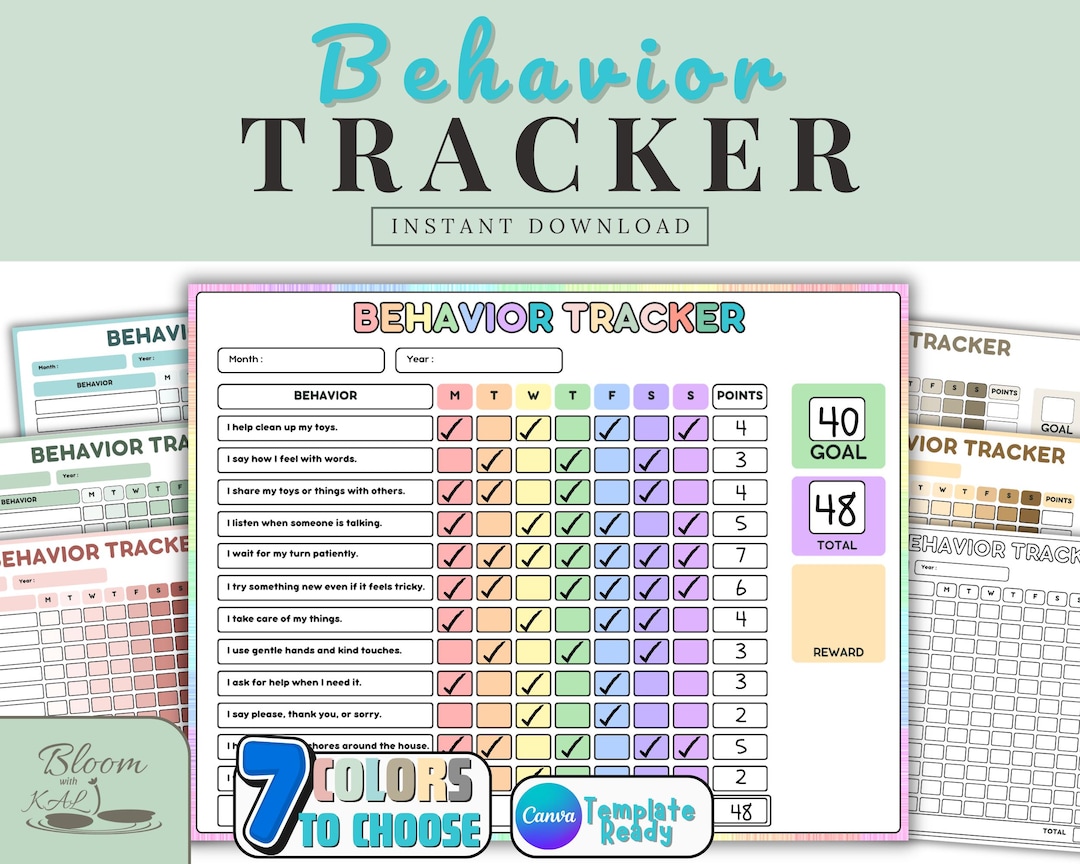 Printable Behavior Tracker for Kids | Behavior Reward Chart | Positive ...
