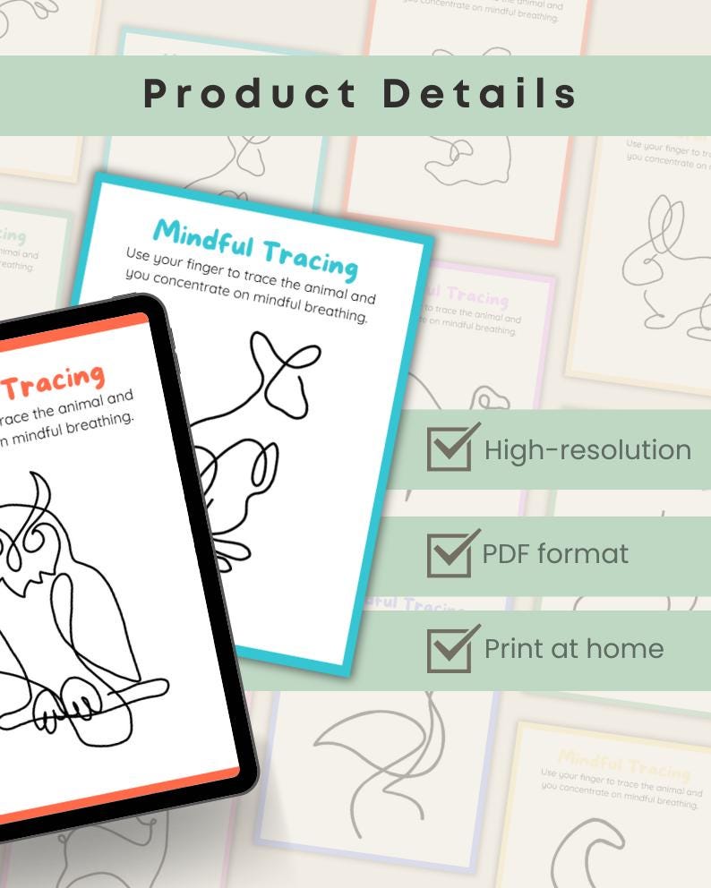 Mindfulness Tracing Breathing Pages | Printable Calm Activity Kids ...