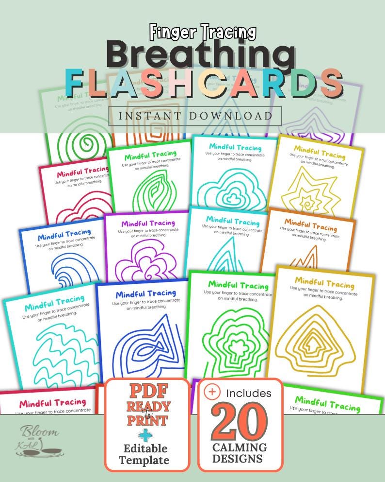 Finger Tracing Breathing Flashcards | 20 Printable Designs ...