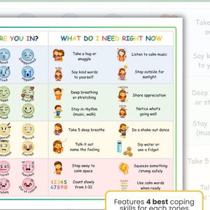 Feelings Zones + Coping Skills Poster for Kids | Emotional Regulation ...