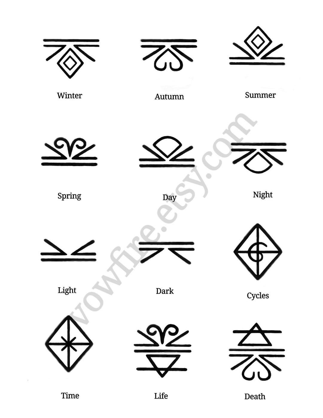 Minimal Sigil Set 2 | 12 Witchy Line Art Symbols | Seasonal & Elemental ...