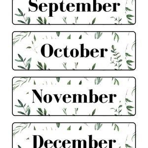 Greenery Classroom Calendar Set | Days of the Week & Months of the Year ...