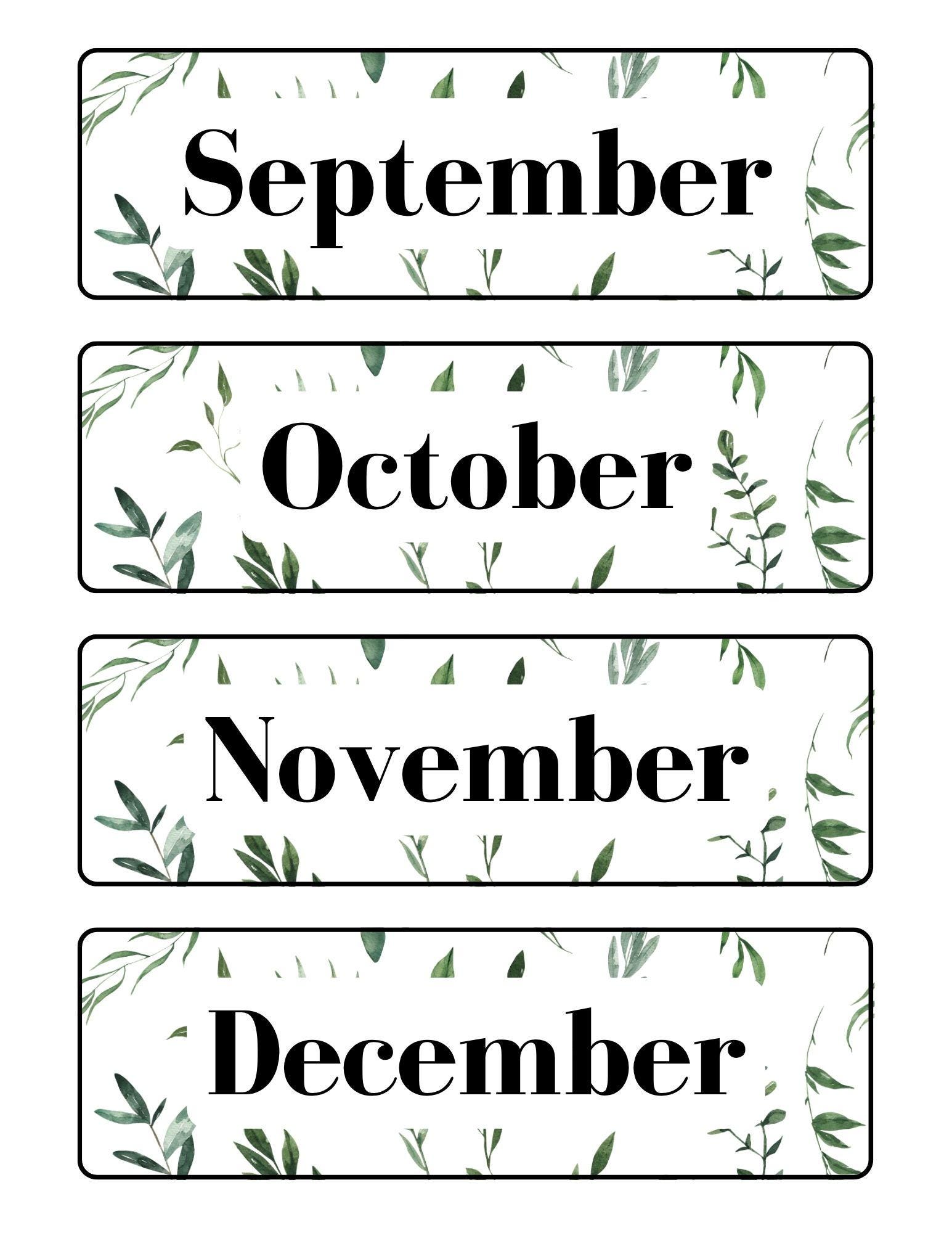 Greenery Classroom Calendar Set | Days of the Week & Months of the Year ...