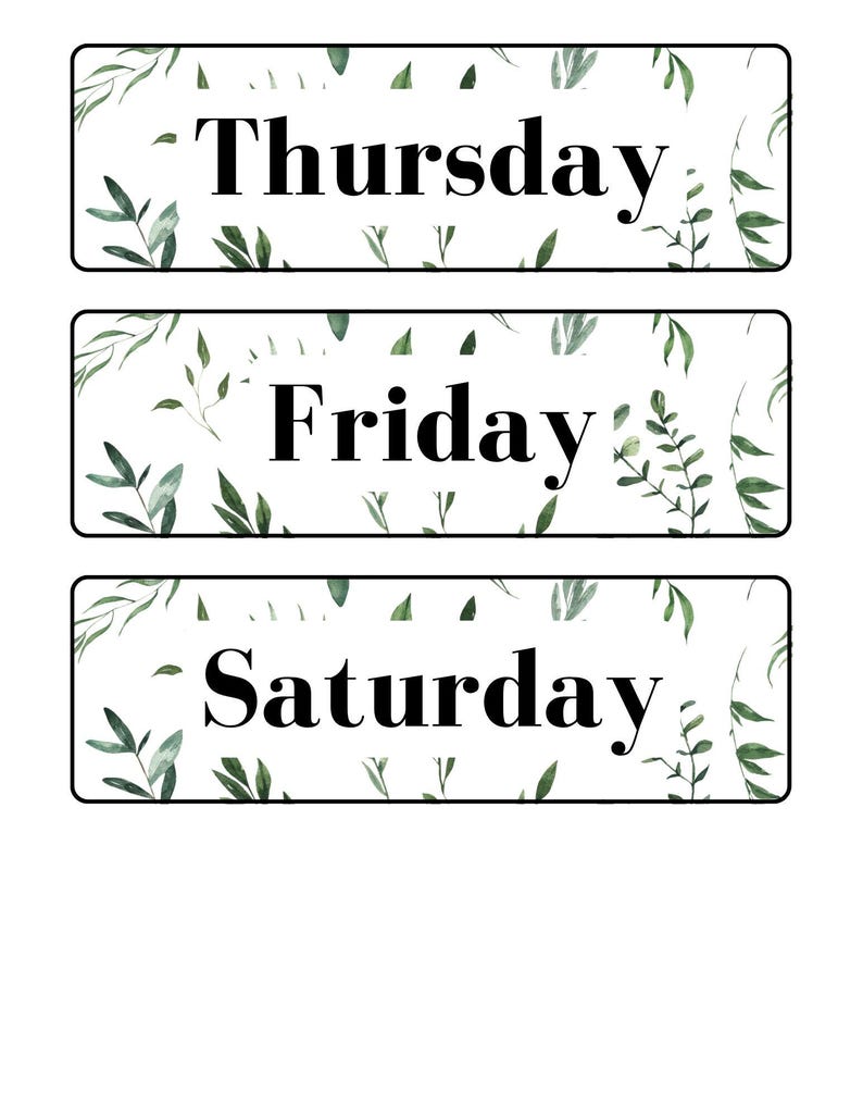 Greenery Classroom Calendar Set | Days of the Week & Months of the Year ...