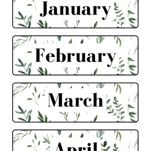 Greenery Classroom Calendar Set | Days of the Week & Months of the Year ...