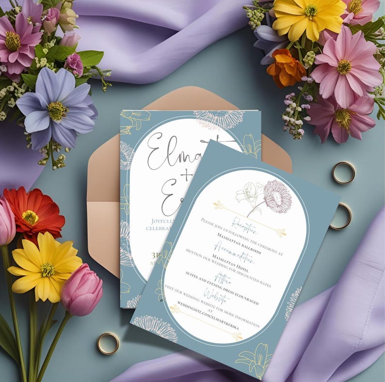 BUNDLE Spring Floral Wedding Stationery Template Bundle: Editable ...