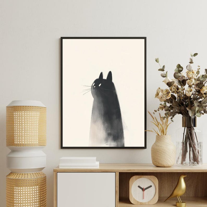 Minimal Cat Poster, Modern Wall Art Print, Matte Home Decor, Stylish ...