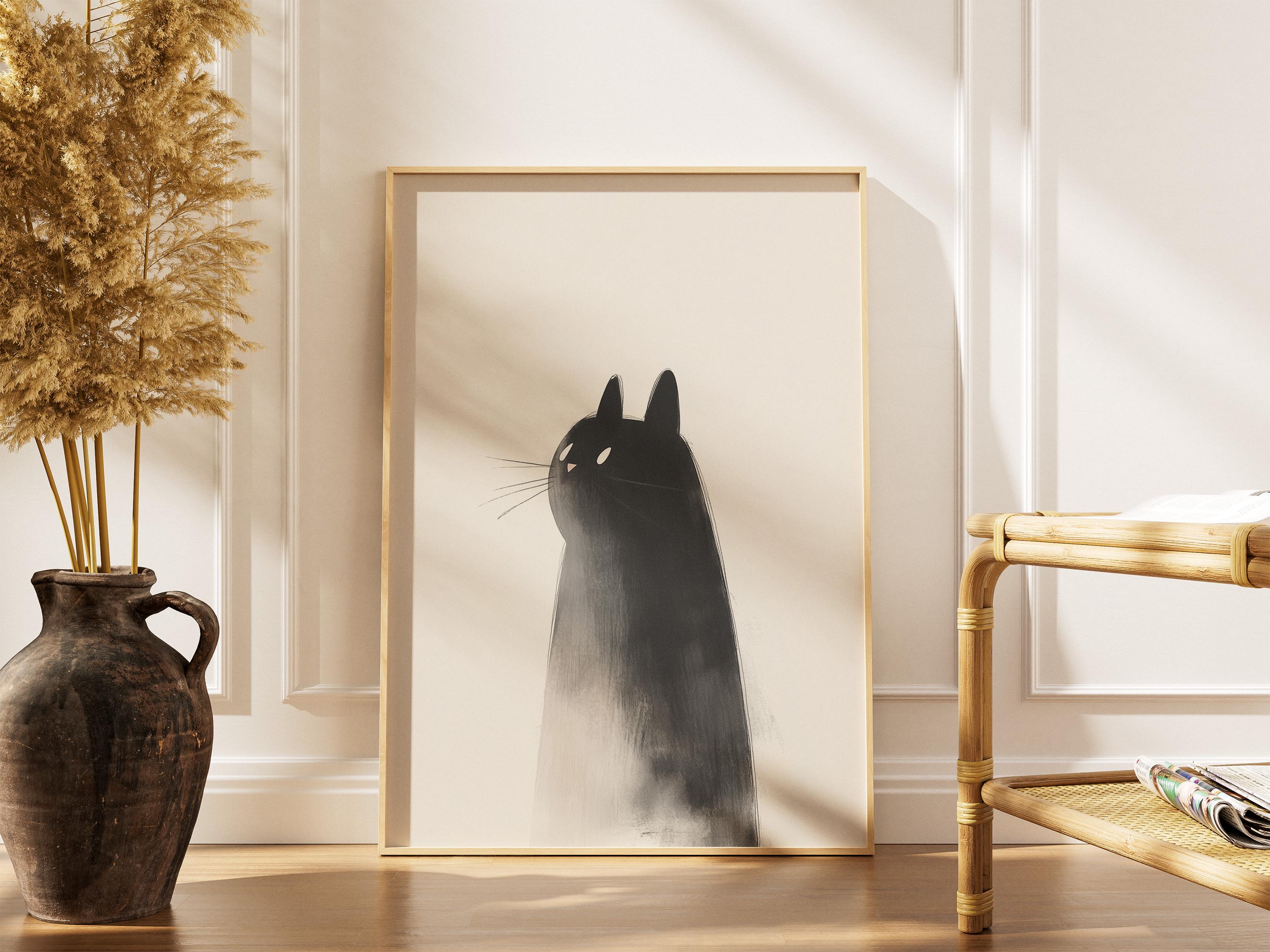 Minimal Cat Poster, Modern Wall Art Print, Matte Home Decor, Stylish ...