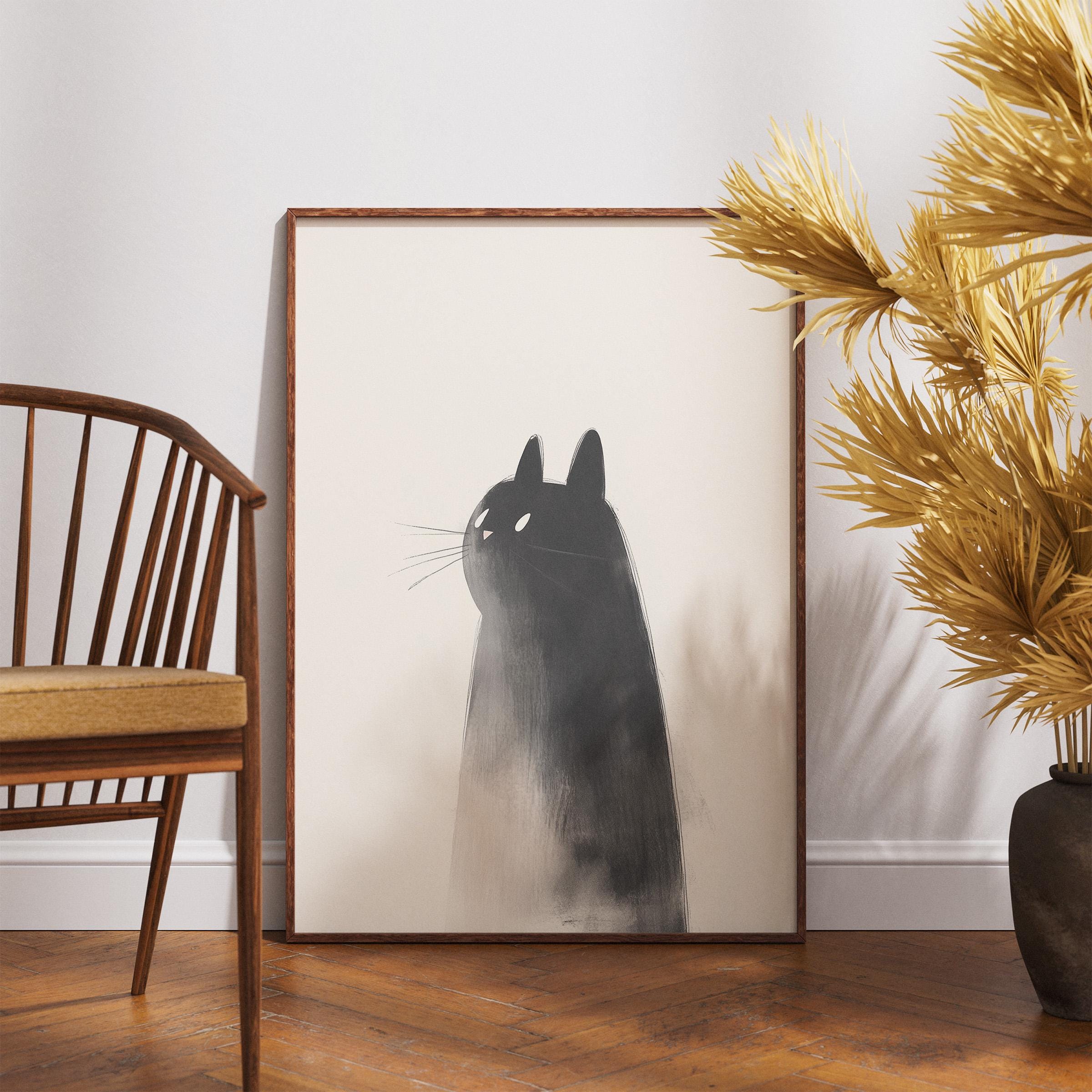 Minimal Cat Poster, Modern Wall Art Print, Matte Home Decor, Stylish ...