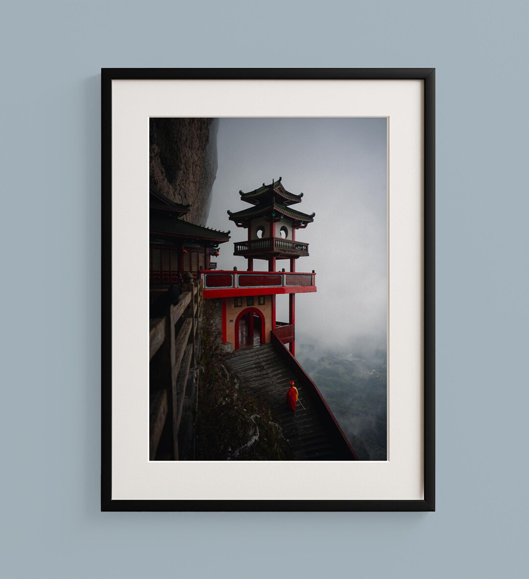 Cliffside Temple Photography Print, Chinese Monastery Wall Art, Zen ...