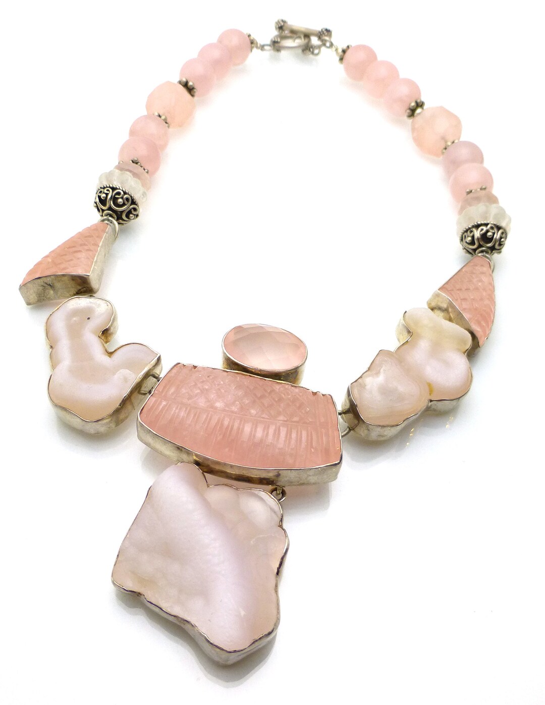 Statement Necklace Sterling Silver AKR Amy Kahn Russell Carved Rose ...