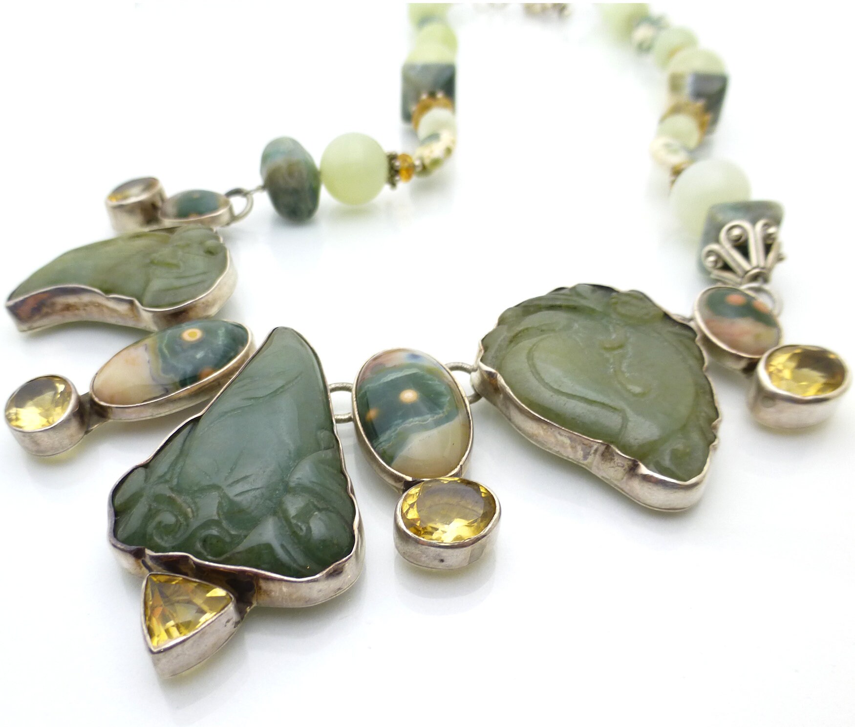 Statement Necklace Sterling Silver AKR Amy Kahn Russell Jade Ocean ...