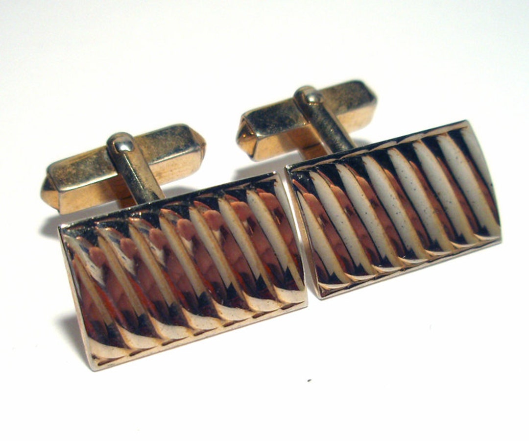 Cufflinks - Swank - Vintage From the 1950s Rectangle Modern Style Gold ...