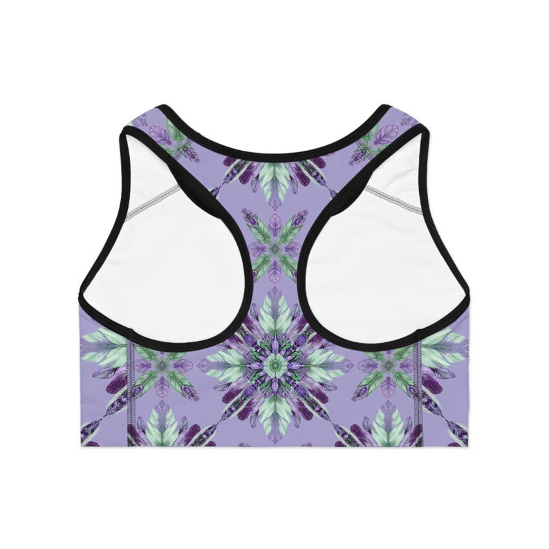 Purple Feather Mandala Sports Bra | Boho Tribal Yoga Top - Etsy