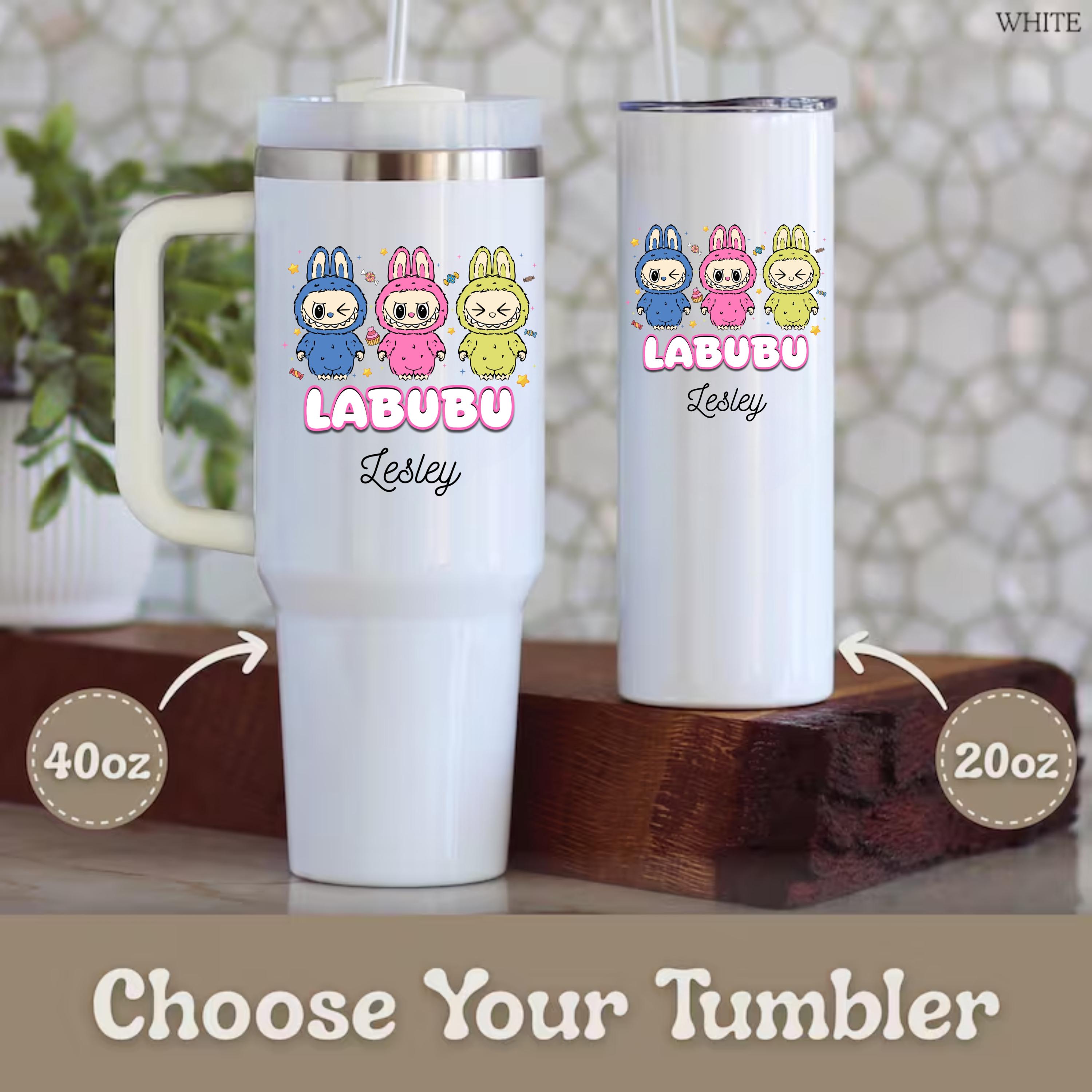 Custom Labubu Tumbler With Handle: Personalized Anime Travel Mug - Etsy