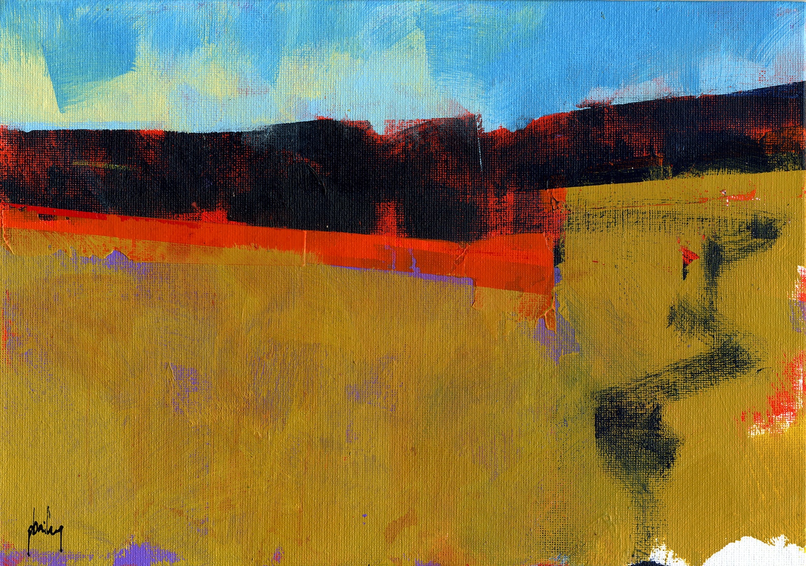 Abstract Landscape Painting by Paul Bailey: Vermillion - Etsy