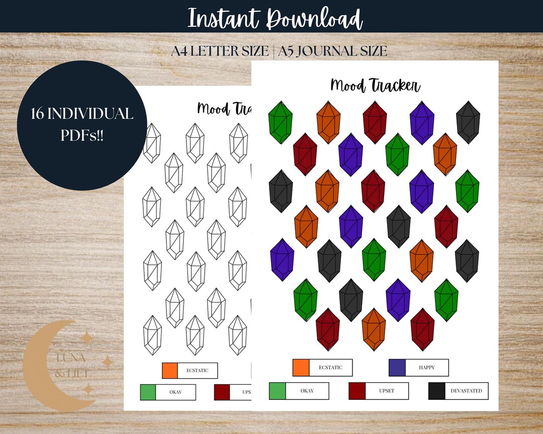 Halloween Crystal Mood Tracker | Printable PDF (A4, A5, US Letter) - Etsy