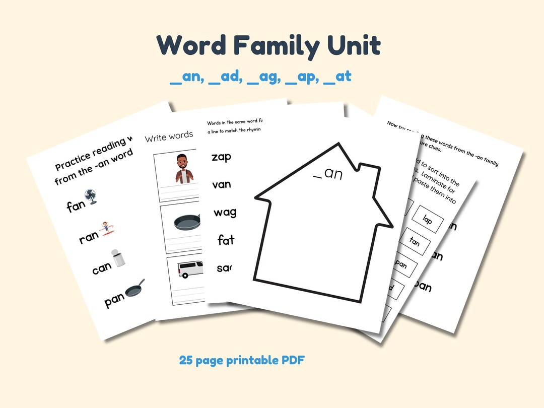 Word Family Unit | An, At, Ag, Ap, Ad Word Families | Phonics Literacy ...