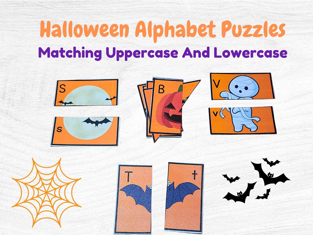 Halloween Alphabet Letter Matching Puzzles | Uppercase and Lowercase A ...