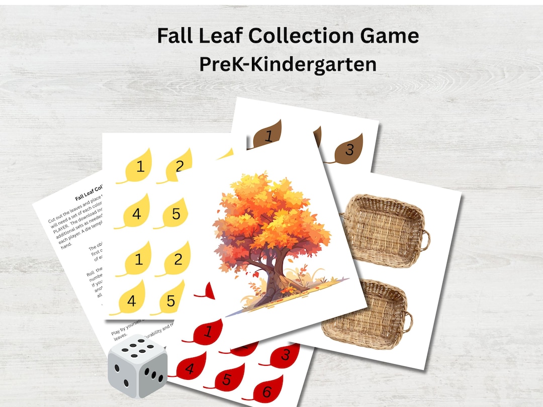 Printable Fall Math Game- Prek & Kindergarten Number and Color ...