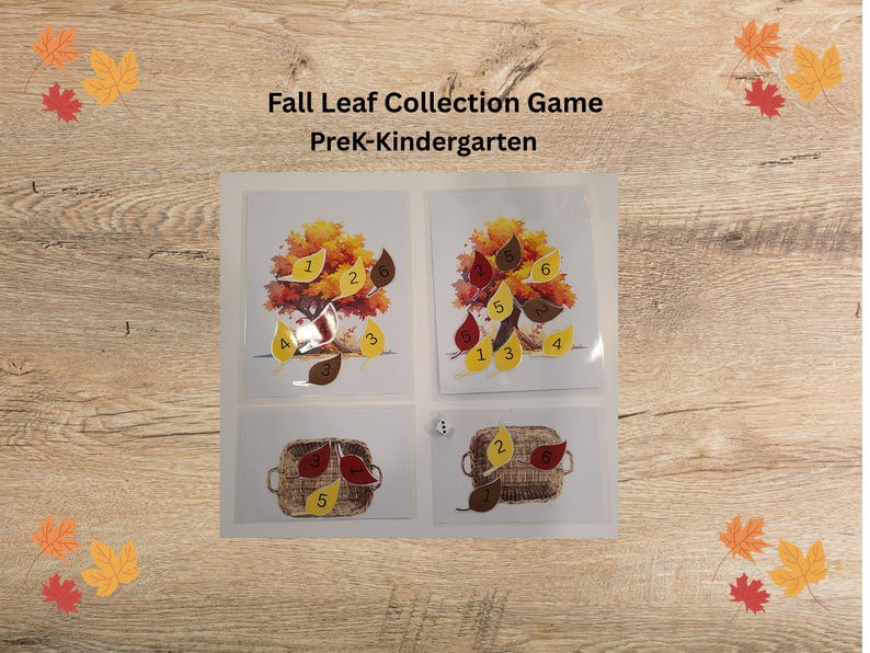 Printable Fall Math Game- Prek & Kindergarten Number and Color ...