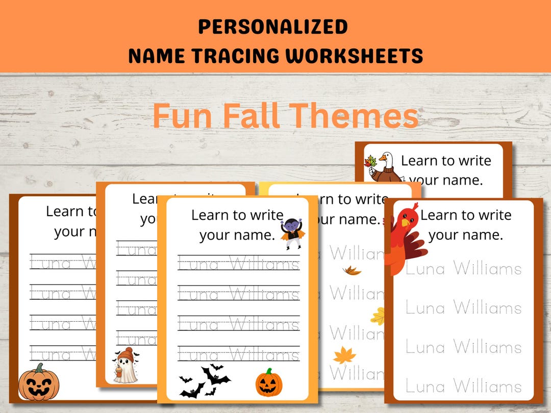 Personalized Fall and Halloween Name Tracing Printables - Etsy