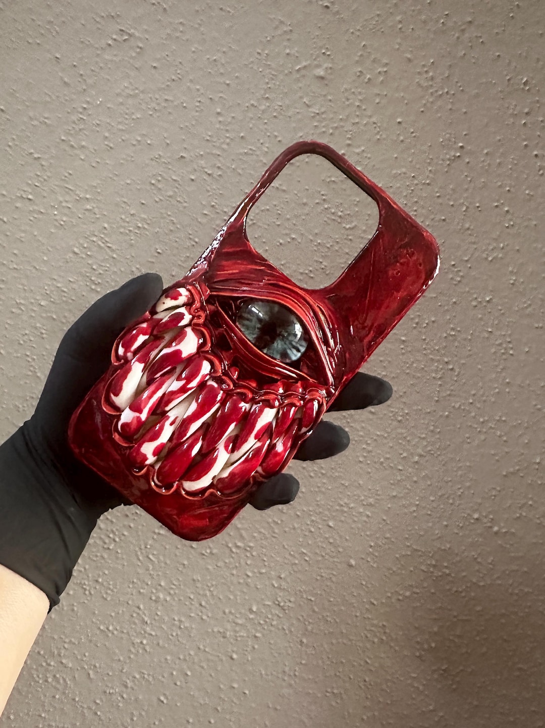 Gothic Demon Eye & Bloody Teeth iPhone 16 Pro Case – 3D Horror Art ...