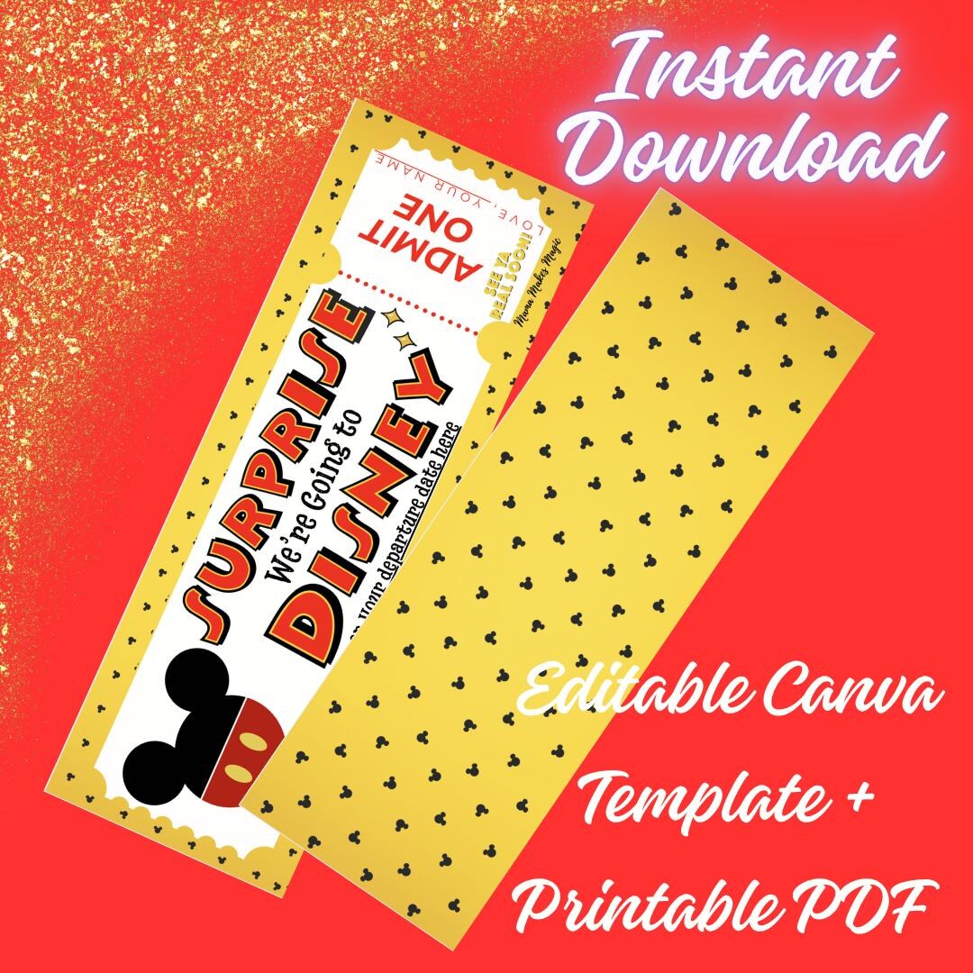 Disney Trip Reveal Ticket Printable | Mickey Surprise “we’re Going to ...